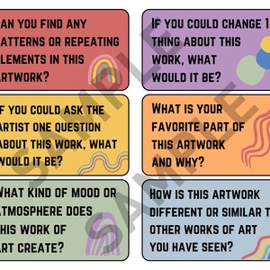 Set of 30 Printable Art Criticism Question Cards for Art Class ...