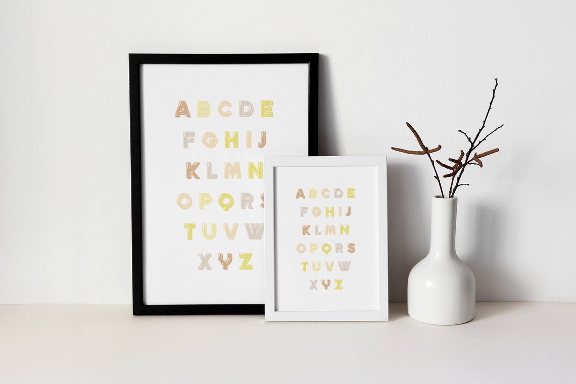 Yellow Alphabet Printable Wall Art Digital Download - Etsy
