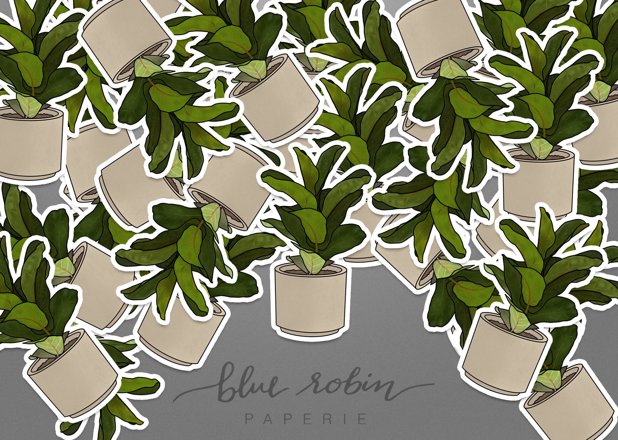 Fiddle Leaf Fig Plant Sticker, Die Cut, Cute Sticker Decoration ...