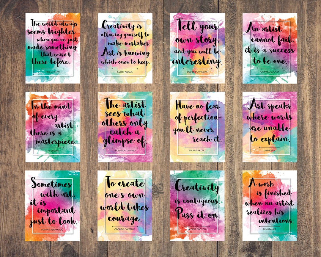 Printable Art Quotes Poster for the Classroom 12 Posters Watercolor ...