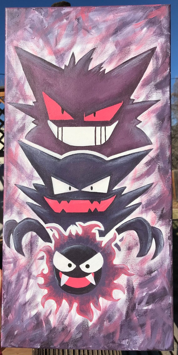 Gengar Evolutions Canvas Painting Hand Painted Pokemon Art | Etsy