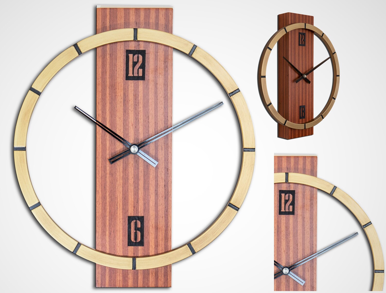 Original Natural Wall Clock,natural Wood Hand Made Clock,unique Design ...
