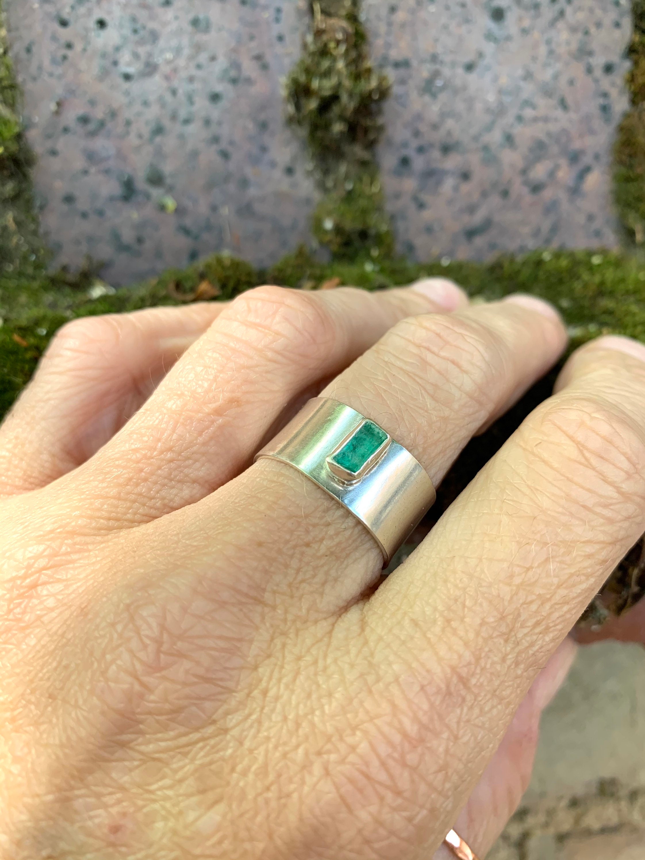 Raw emerald statement ring Sterling silver emerald jewelry | Etsy
