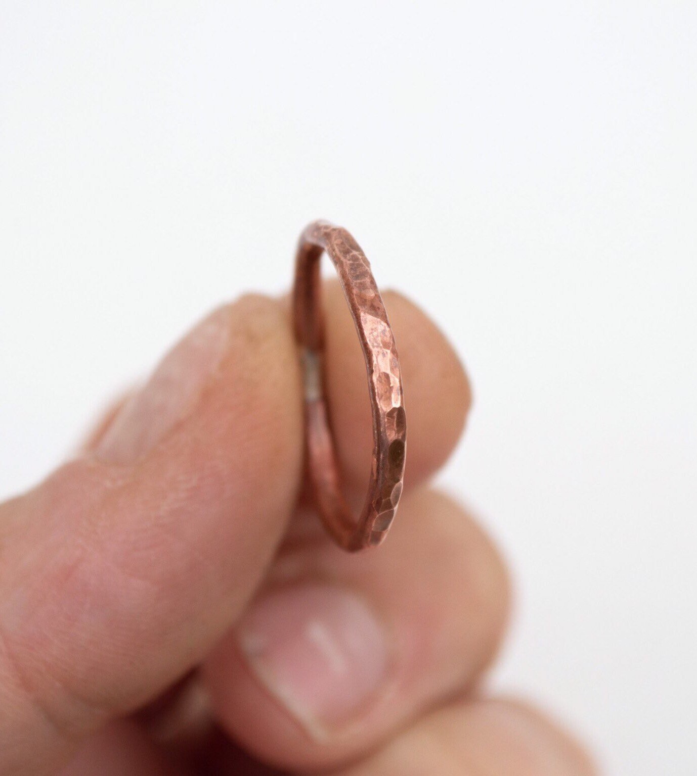 Stackable Unisex Hammered Copper Ring Plain Band Ring | Etsy UK