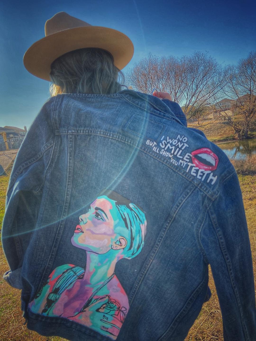 HALSEY Hand-painted Oversized Jean Jacket - Etsy