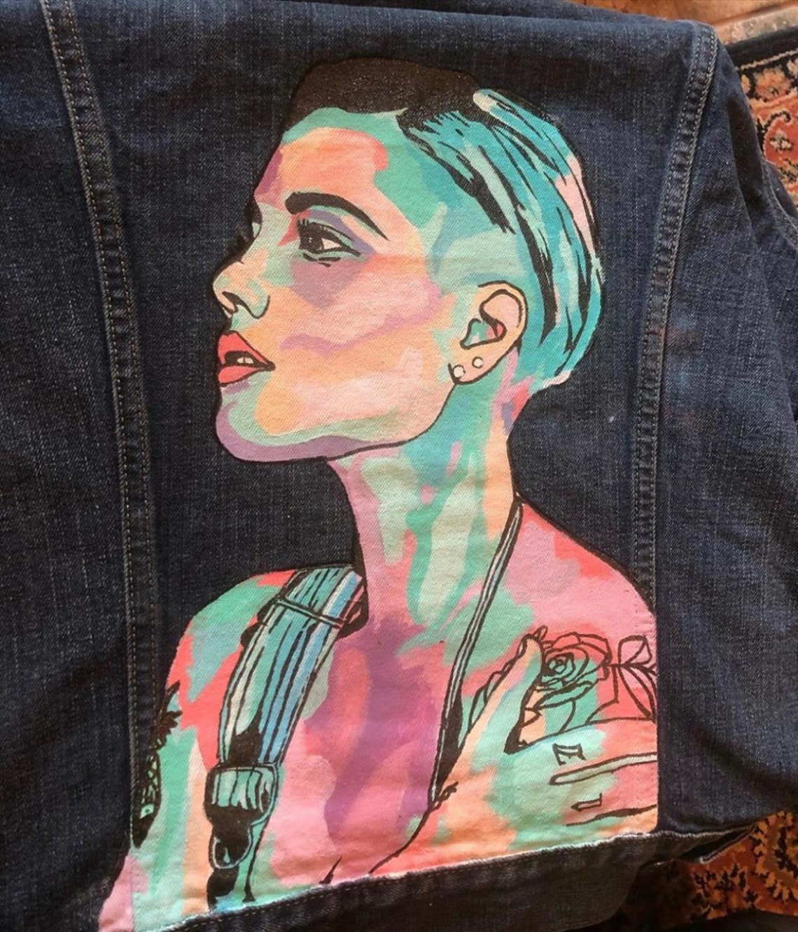 HALSEY Hand-painted Oversized Jean Jacket - Etsy