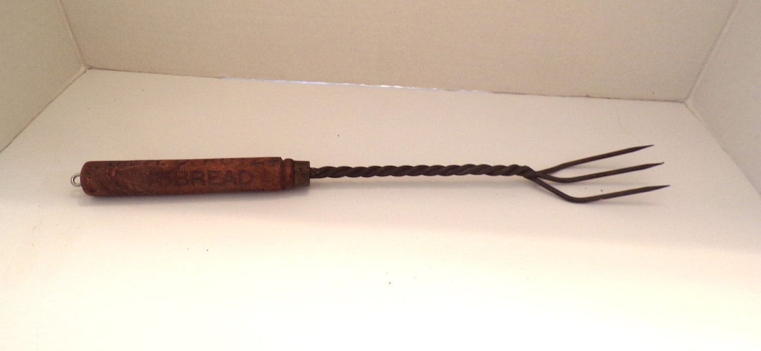 Vintage Advertising Long Toasting or Meat Fork Heavy Twisted Wire Wood ...