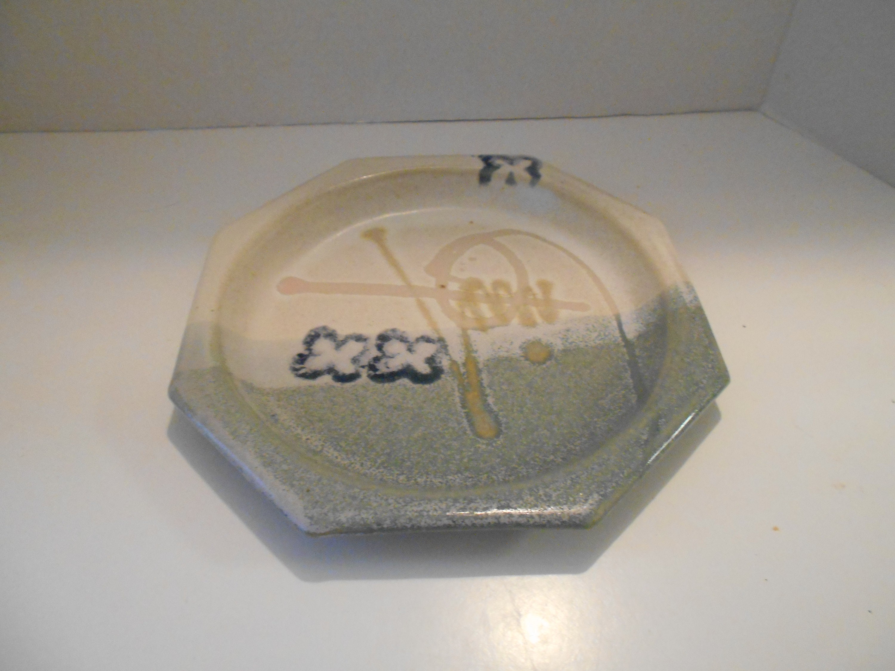 Handmade Pottery Plate 8 1/2" Octagon Shape Contemporary Design off ...