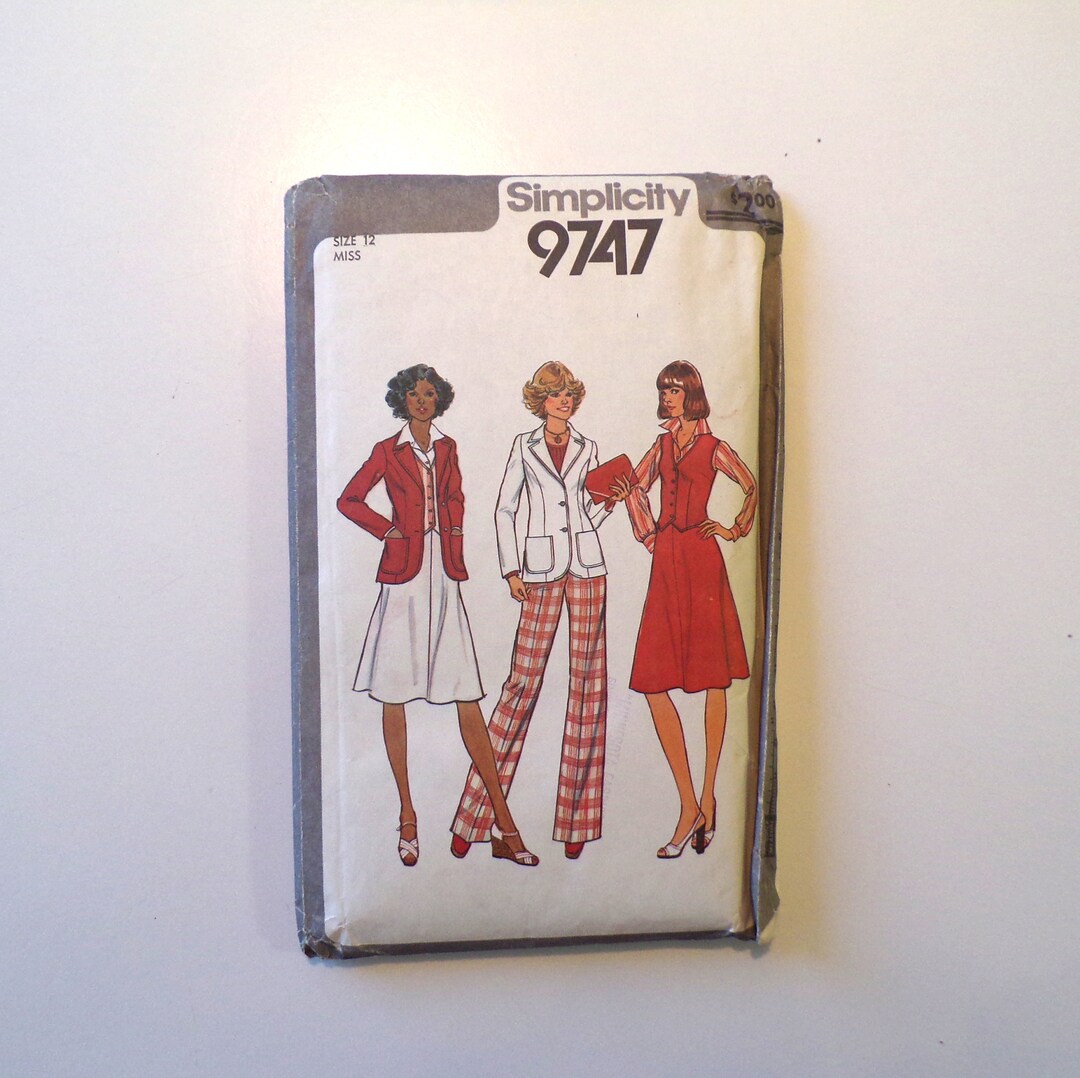 1980 Simplicity Sewing Pattern 9747 Miss Size 12 Pants Jacket Skirt ...