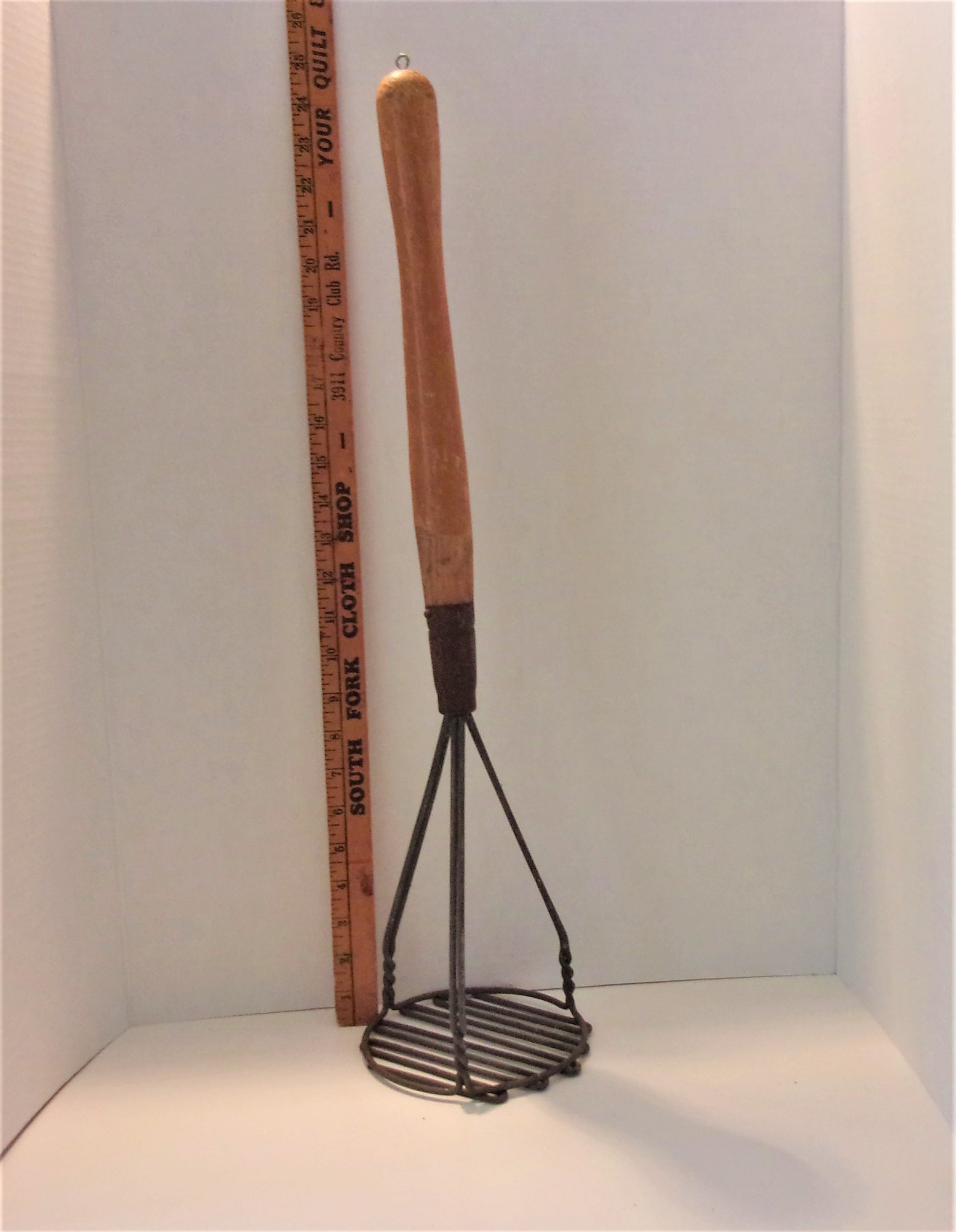 Vintage Industrial Commercial 24 Long Potato Masher Wood Handle Heavy ...