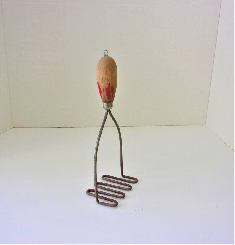 Vintage Potato Masher Heavy Wire Wavy Base Short Wood Handle - Etsy