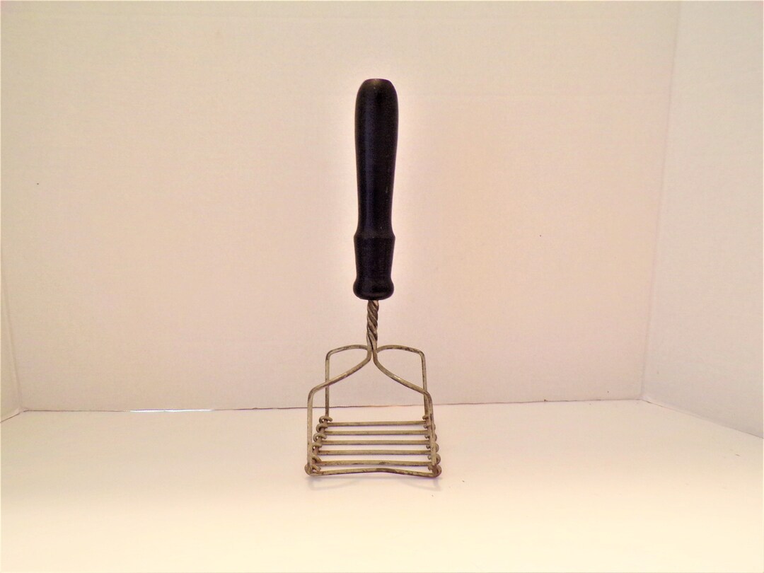 Vintage Potato Masher Parallel Wire Base Black Wood Handle - Etsy