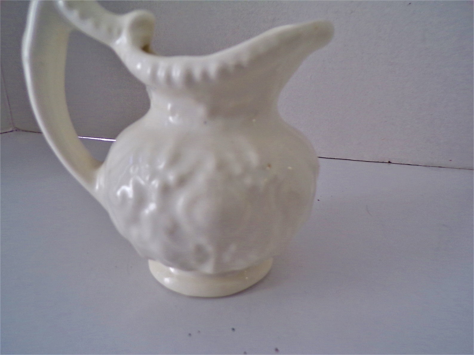 Vintage Pottery Small Cream Pitcher White Molded Ceramic - Etsy