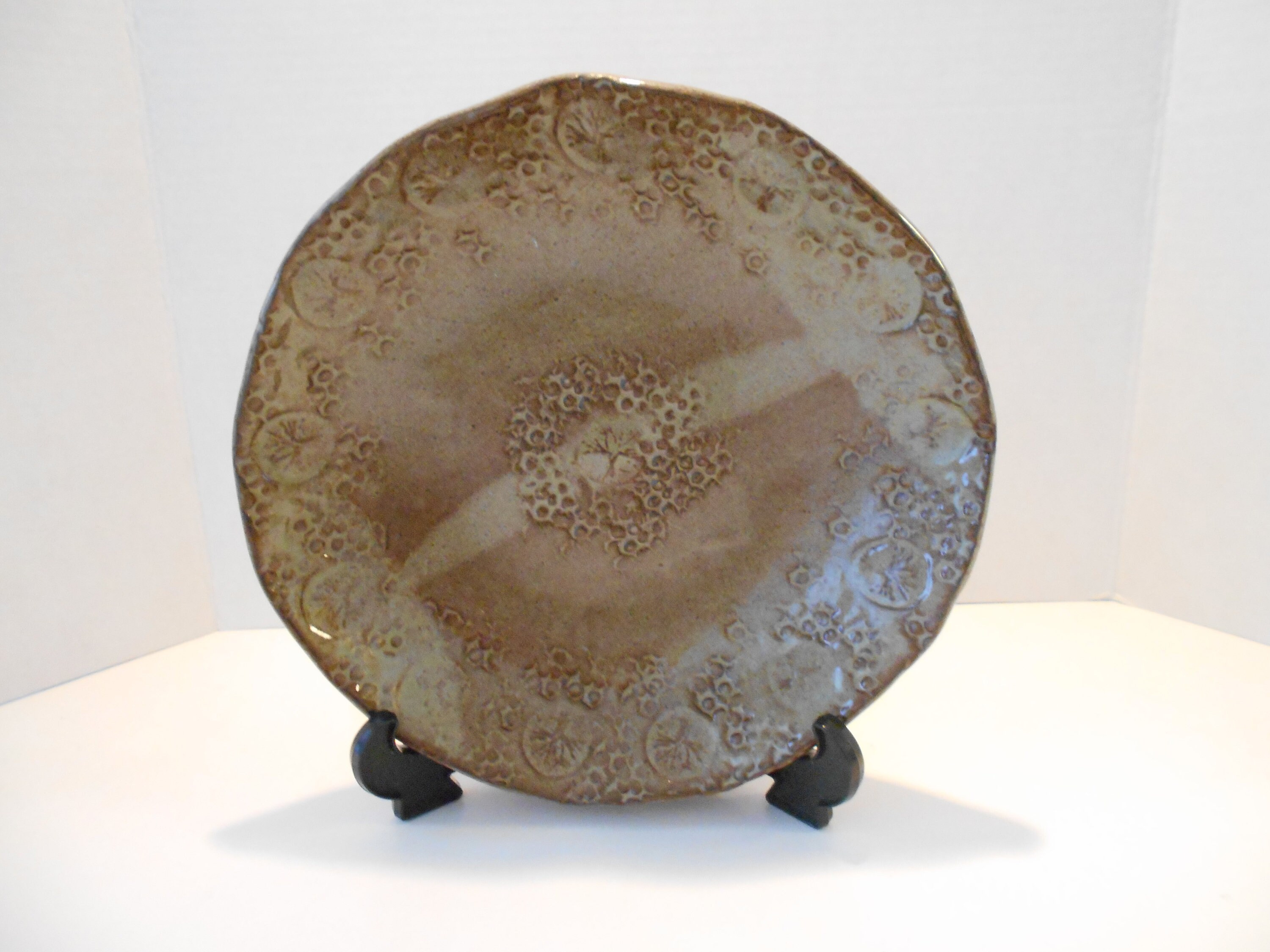 Hand Built Pottery Plate Shallow Bowl Trees Tan Light Brown Signed - Etsy