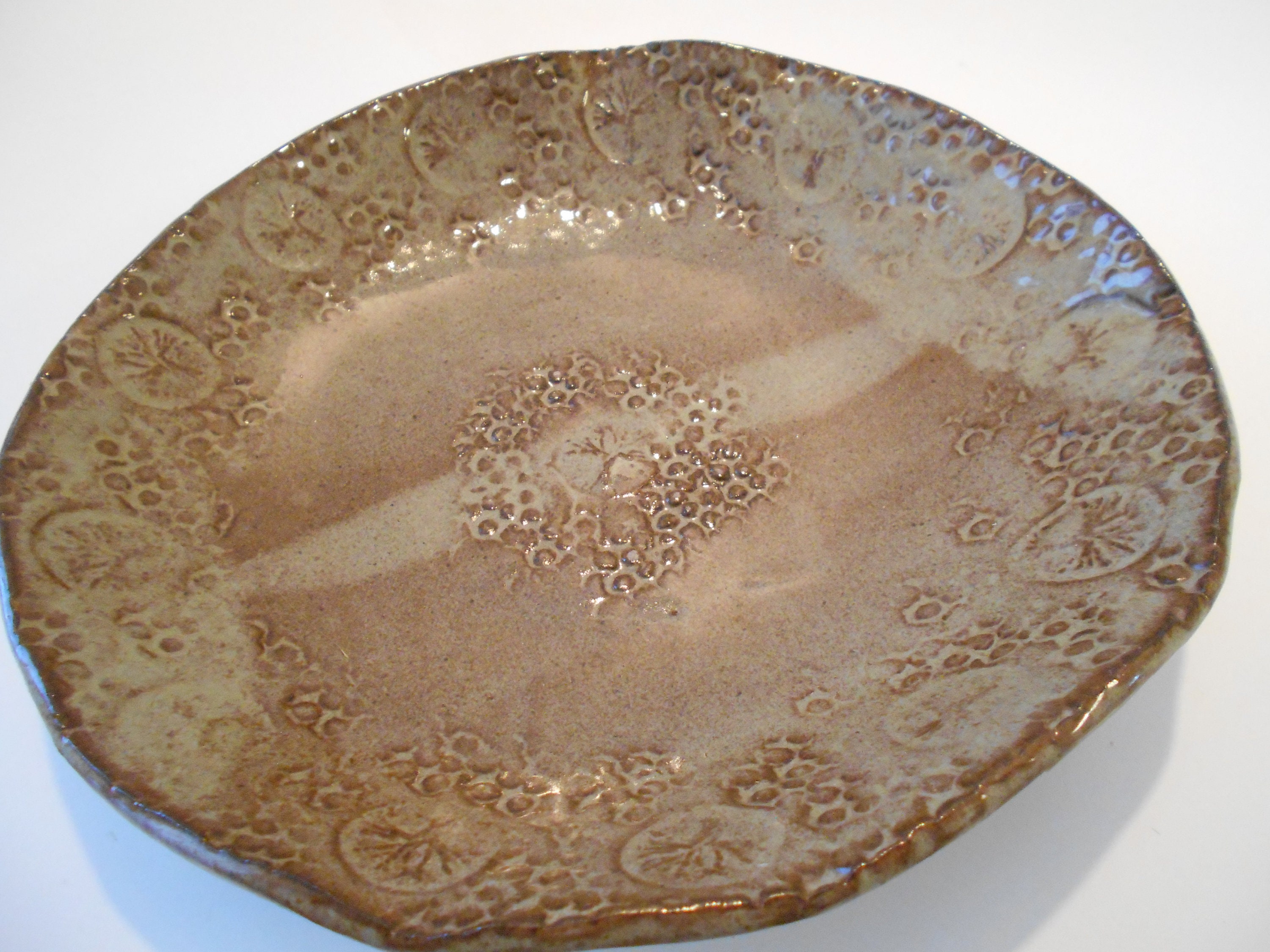 Hand Built Pottery Plate Shallow Bowl Trees Tan Light Brown - Etsy