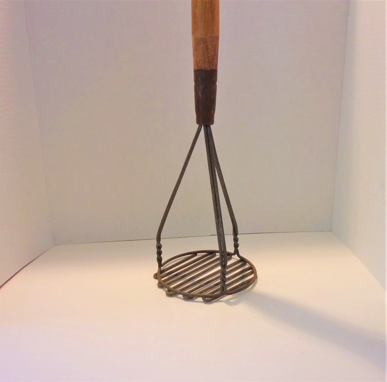 Vintage Industrial Commercial 24 Long Potato Masher Wood Handle Heavy ...