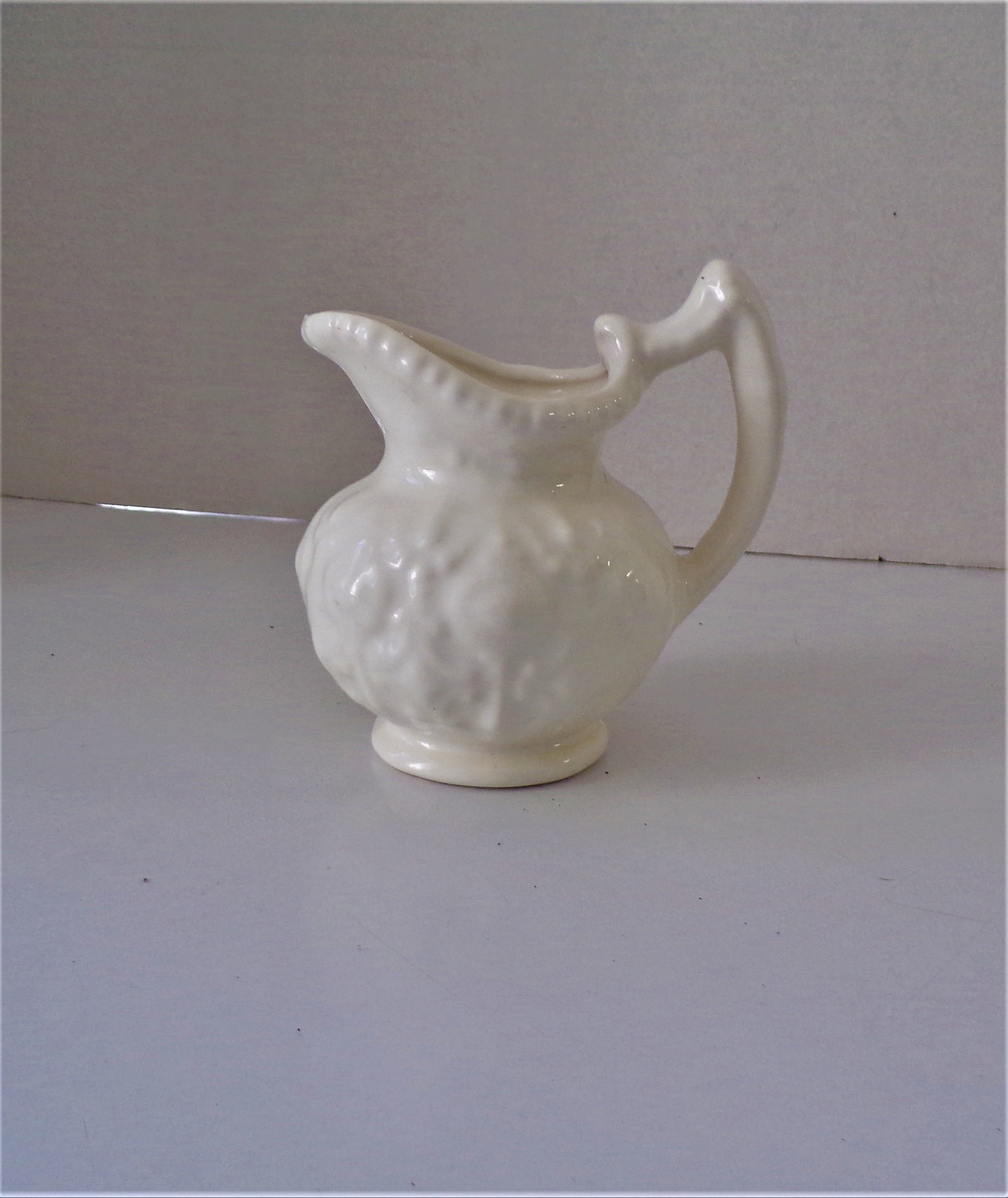Vintage Pottery Small Cream Pitcher White Molded Ceramic - Etsy