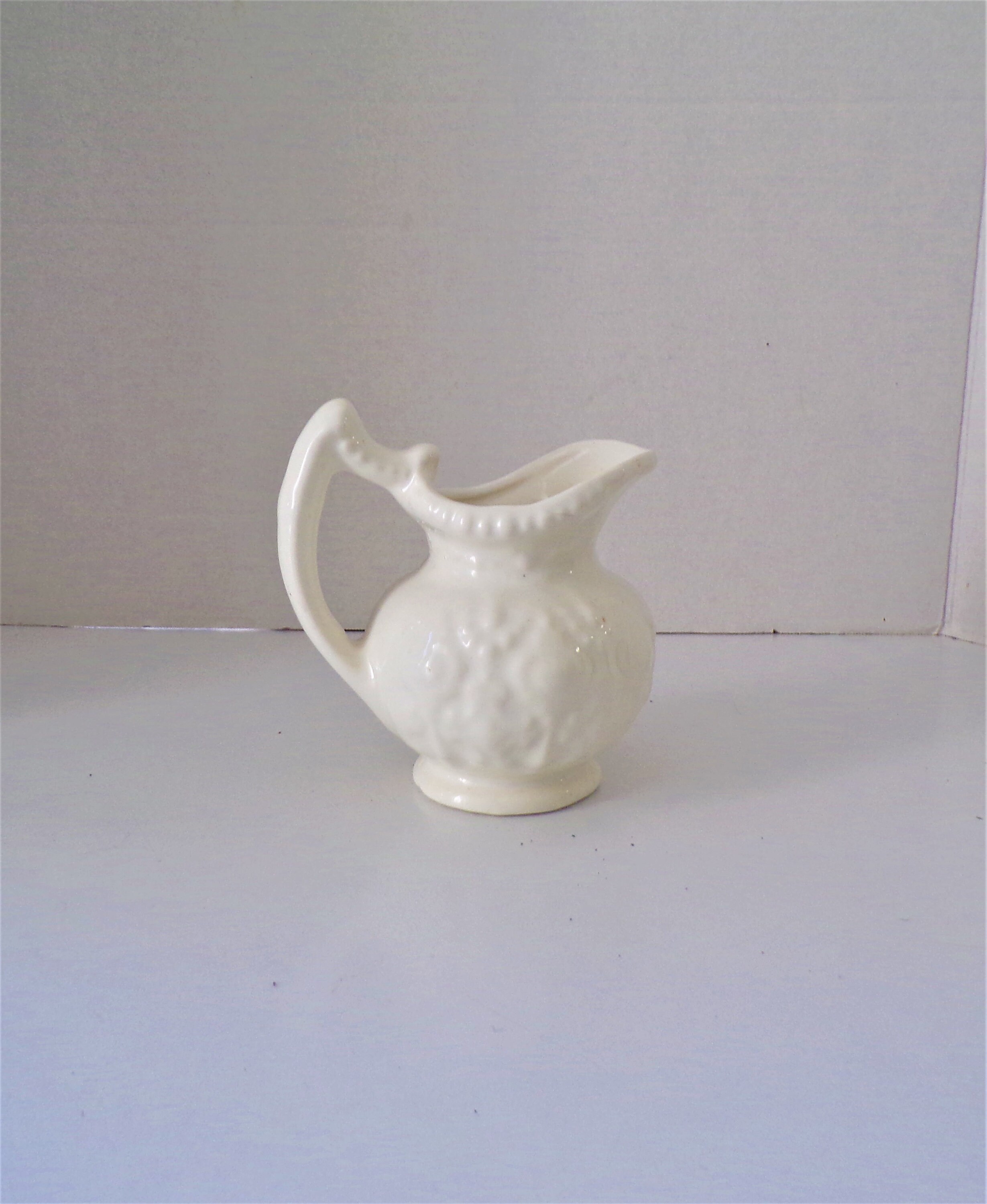 Vintage Pottery Small Cream Pitcher White Molded Ceramic - Etsy