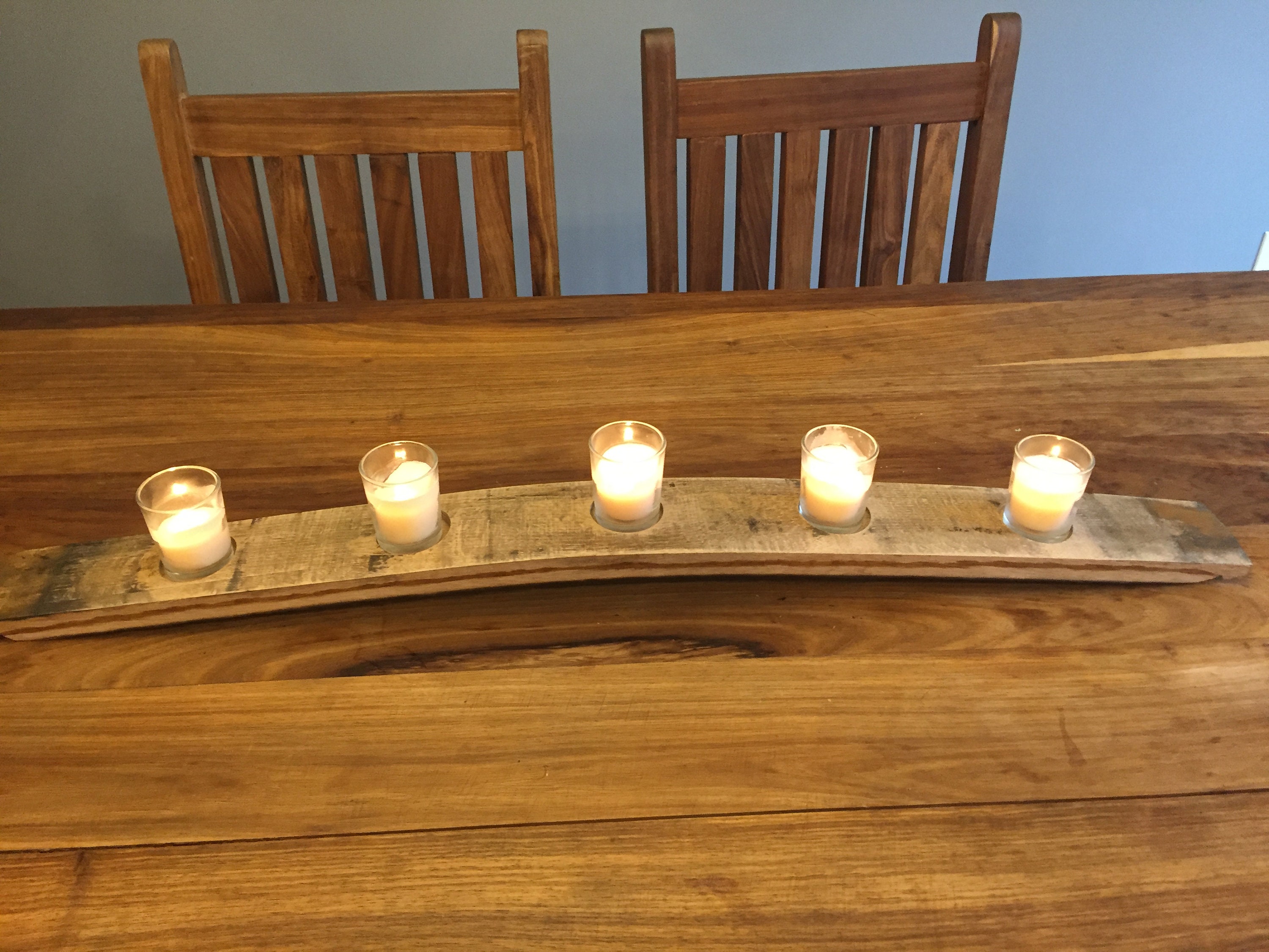 Whiskey Barrel Stave Candle Centerpiece - Etsy.de