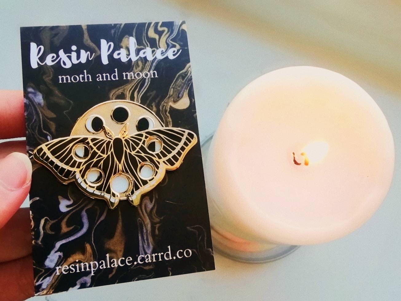 Spinning Moth and Moon 2 Inch Gold Hard Enamel Pin - Etsy