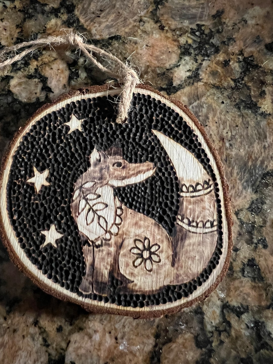 Fox Folk Art Ornament Live Edge Wood - Etsy