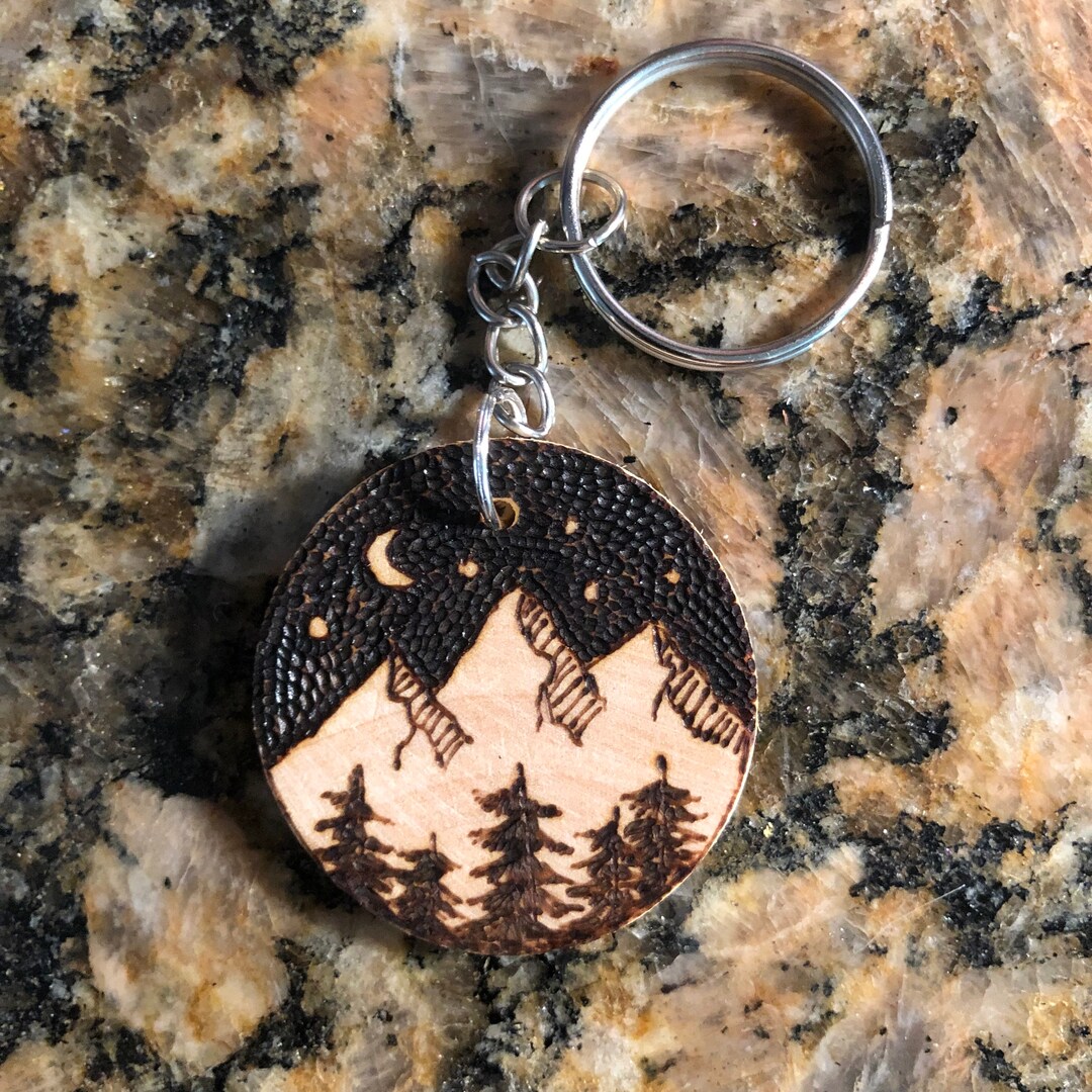 Mountains Keychain Wooden Made to Order - Etsy