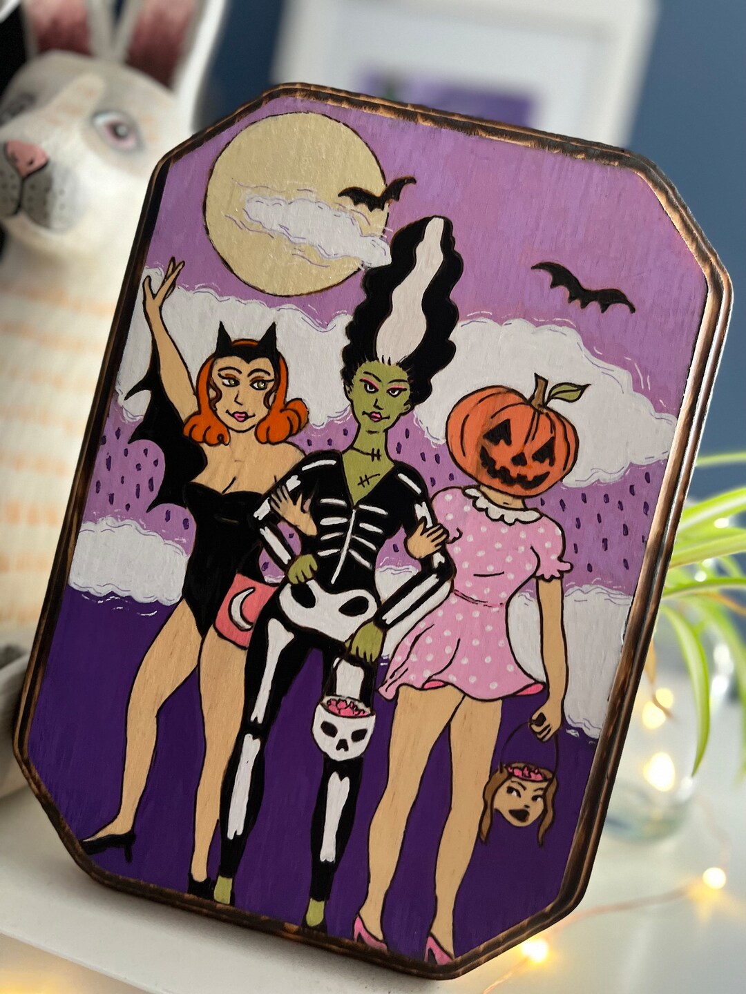 Halloween Pin up Girls Bffs Wall Decor, Gothabilly Art - Etsy