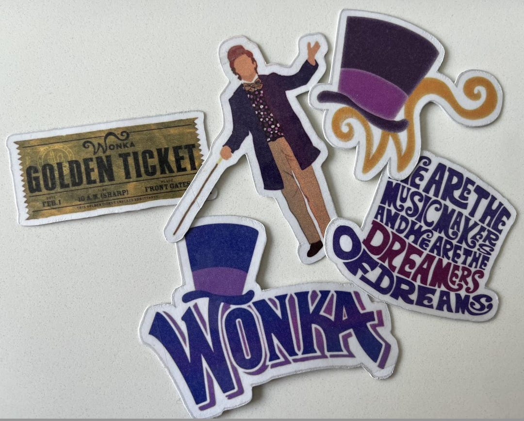 Willy Wonka Set of 5 Stickers - Etsy