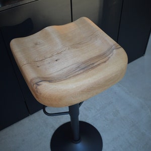 Set of 2 Oak Wooden Bar Stools, Swivel Counter Height Adjustable Stools ...