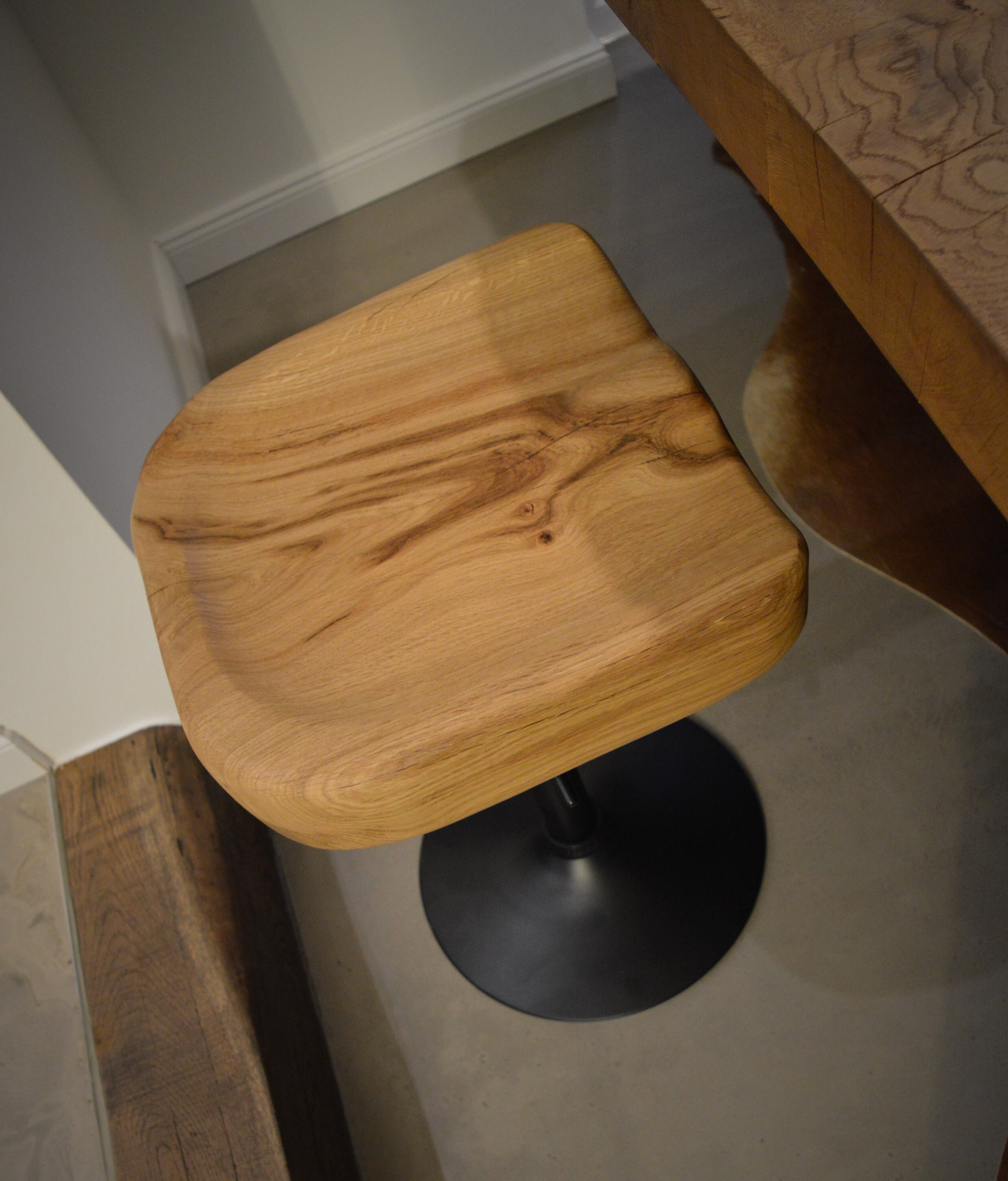 Height Adjustable Solid Black Oak Wooden Stool for the Kitchen Tables ...