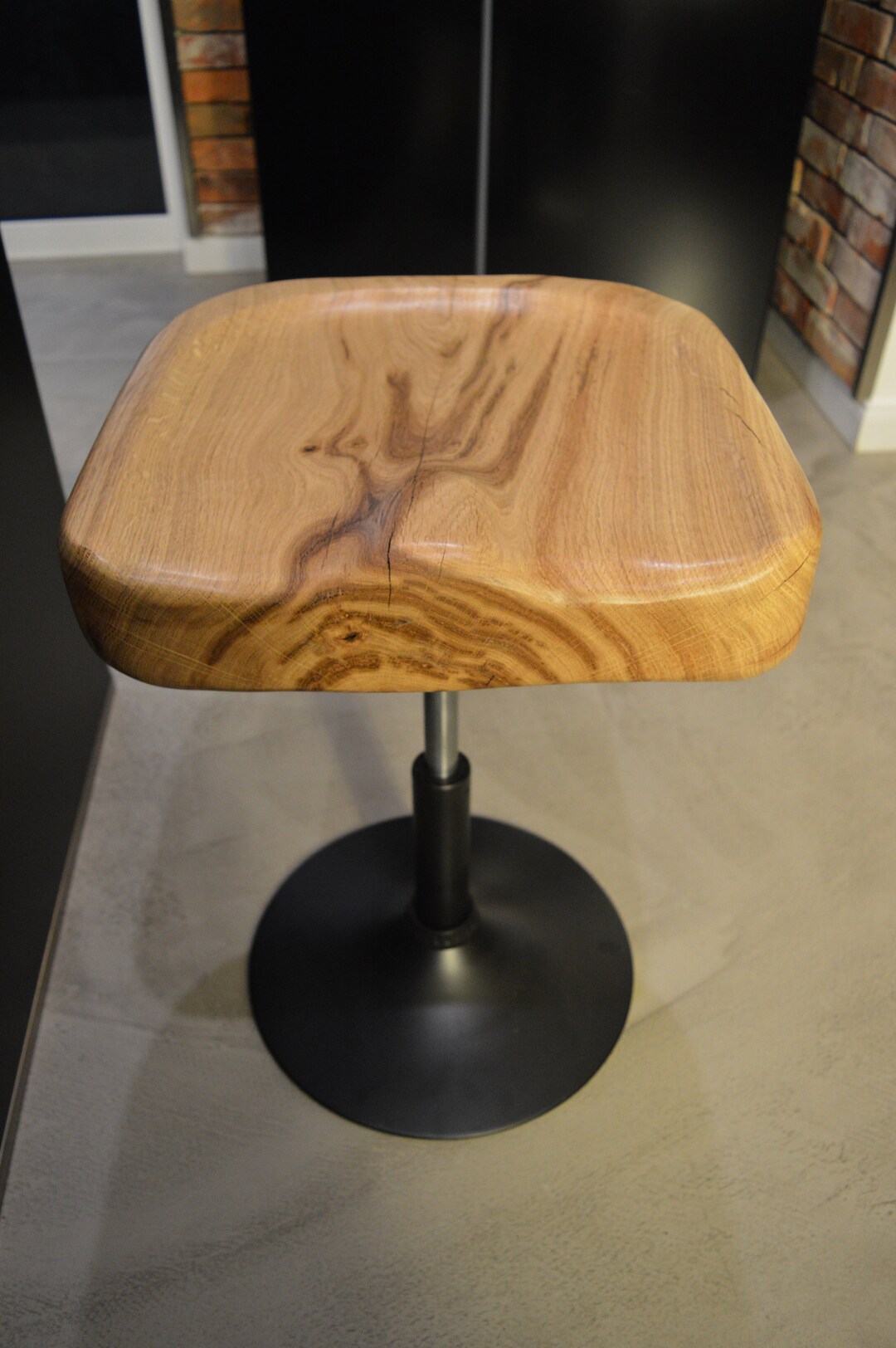 Height Adjustable Solid Black Oak Wooden Stool for the Kitchen Tables ...
