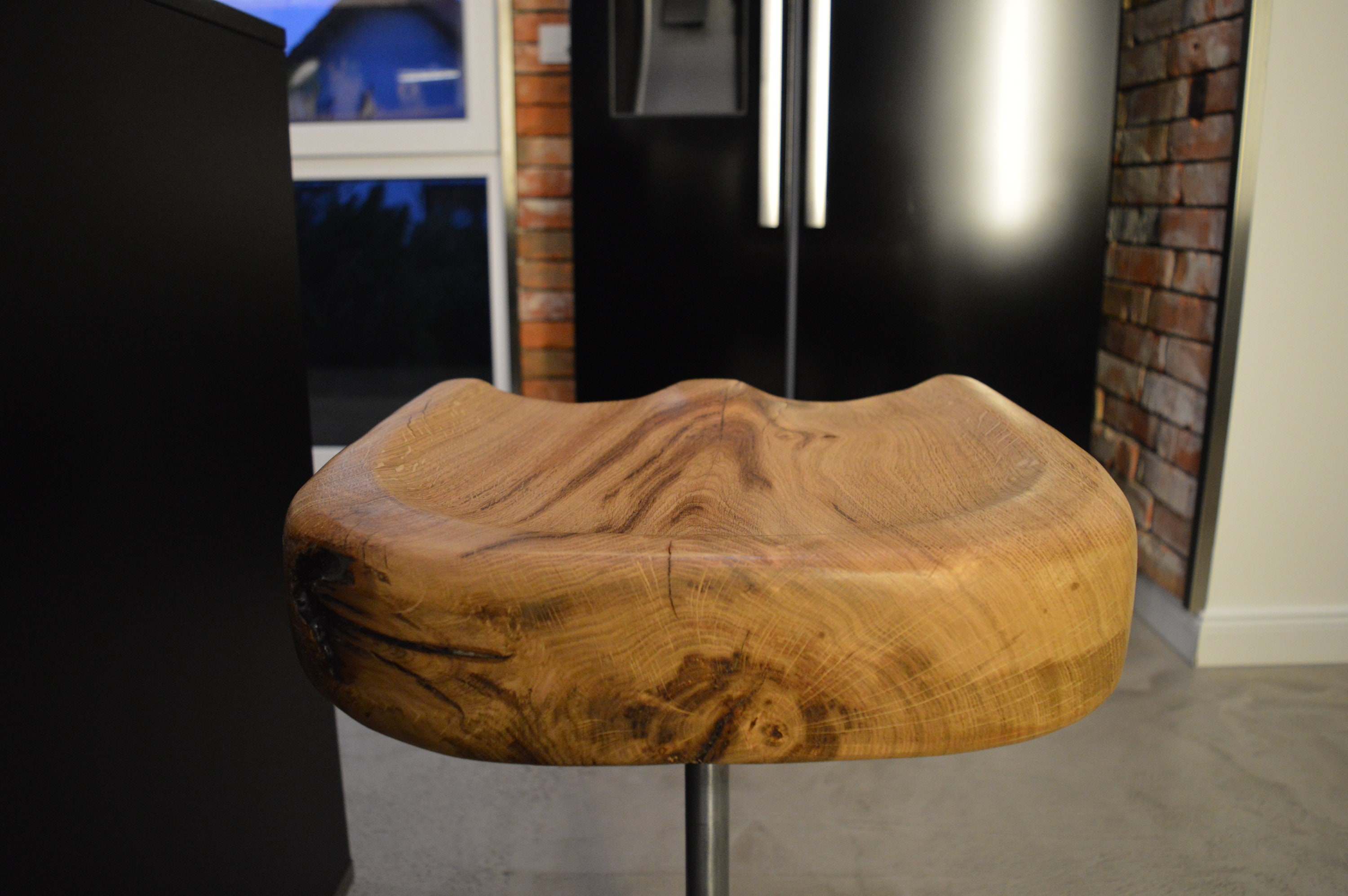 Height Adjustable Solid Black Oak Wooden Stool for the Kitchen - Etsy