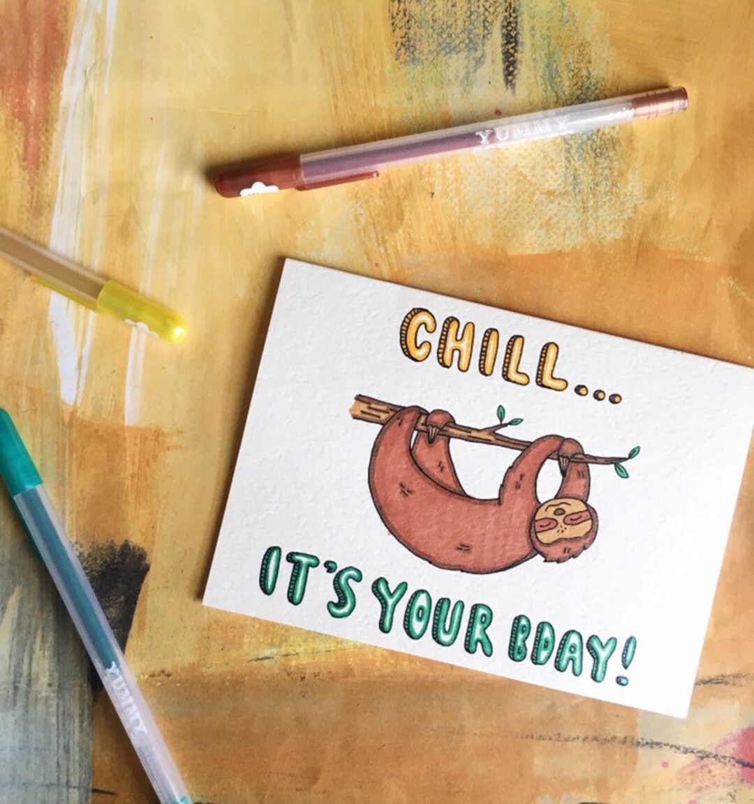 Sloth Themed Birthday Card - Etsy
