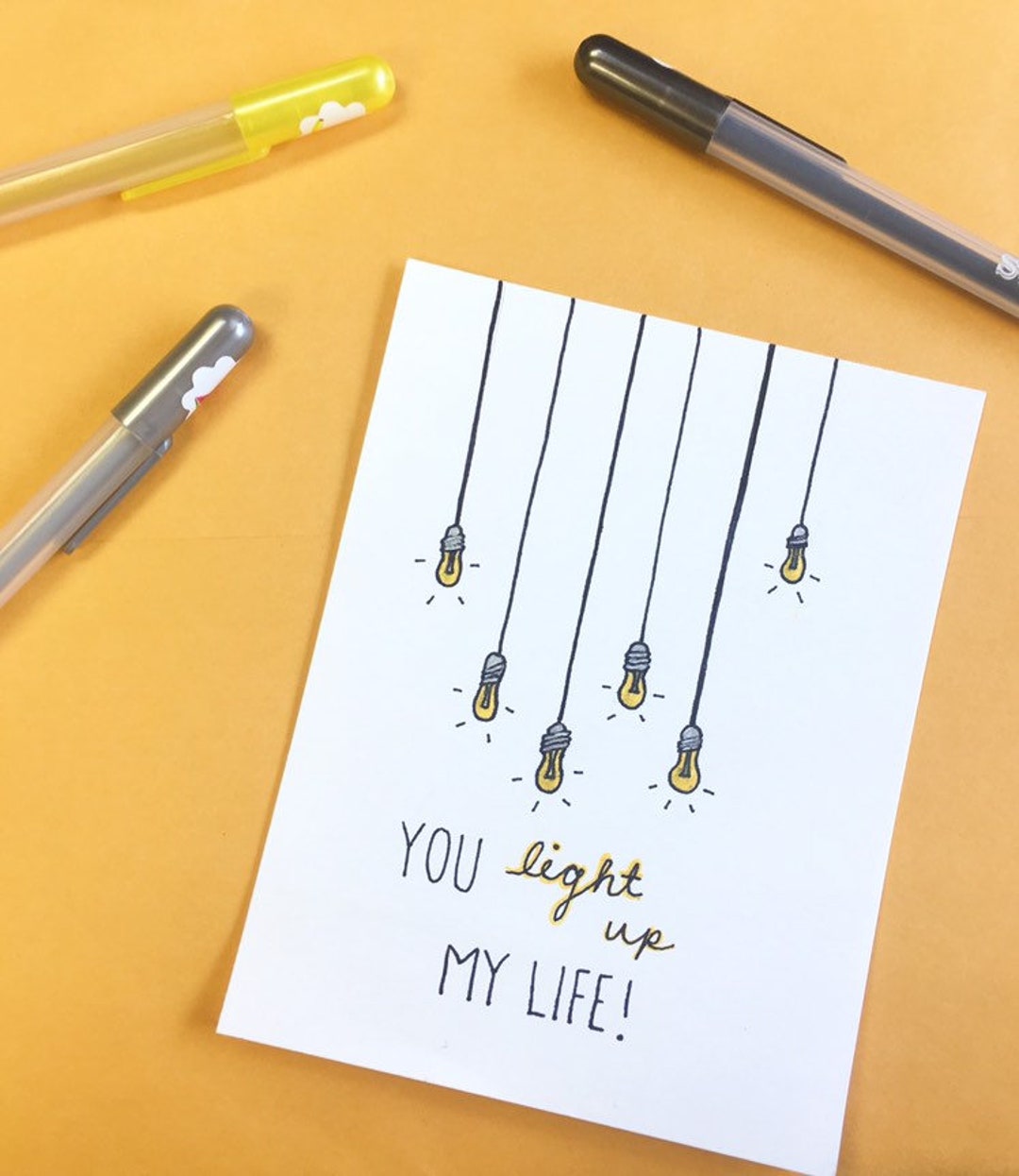 Handmade Light Bulb Themed Greeting Card - Etsy