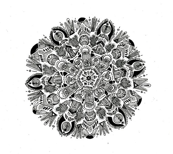 Circle Drawing B&W - Etsy