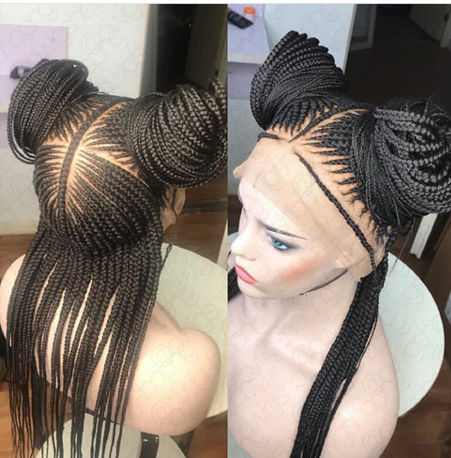 Full Lace Cornrow Braided Wig Handmade On Full Lace Human Hair Etsy