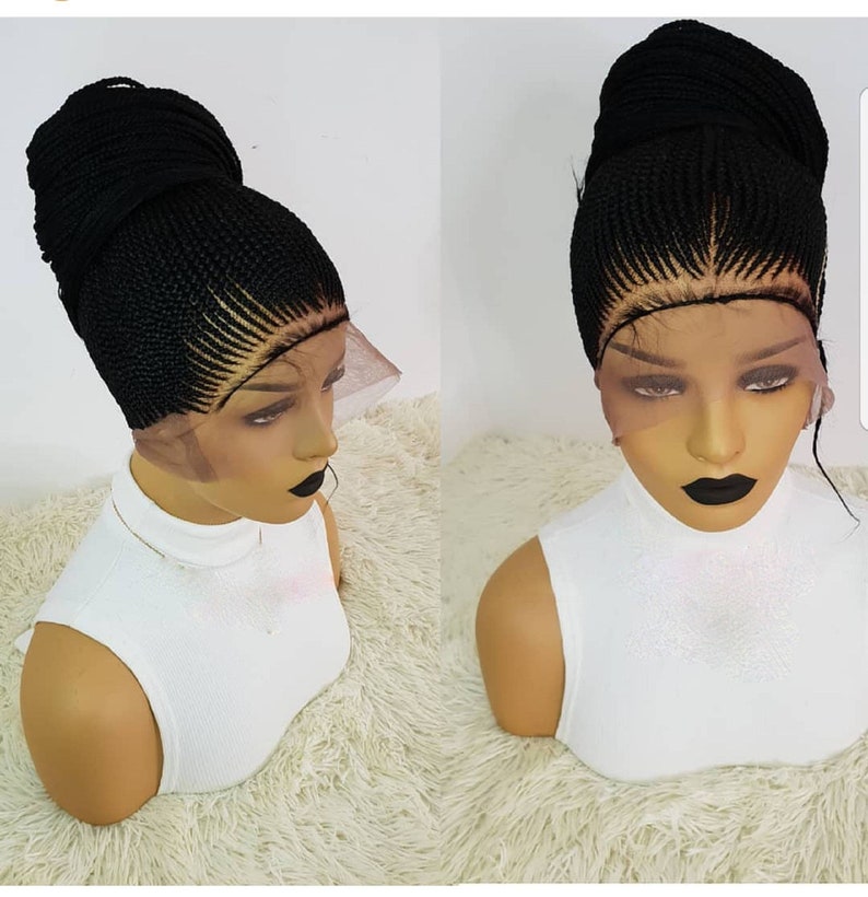 Full Lace Cornrow Braided Wig Handmade On Full Lace Human Hair Etsy