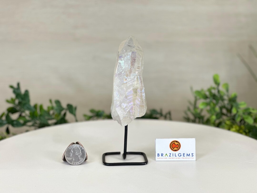 Angel Aura Quartz Point on a Metal Stand, 6.9" Tall #3122AA-039 by ...