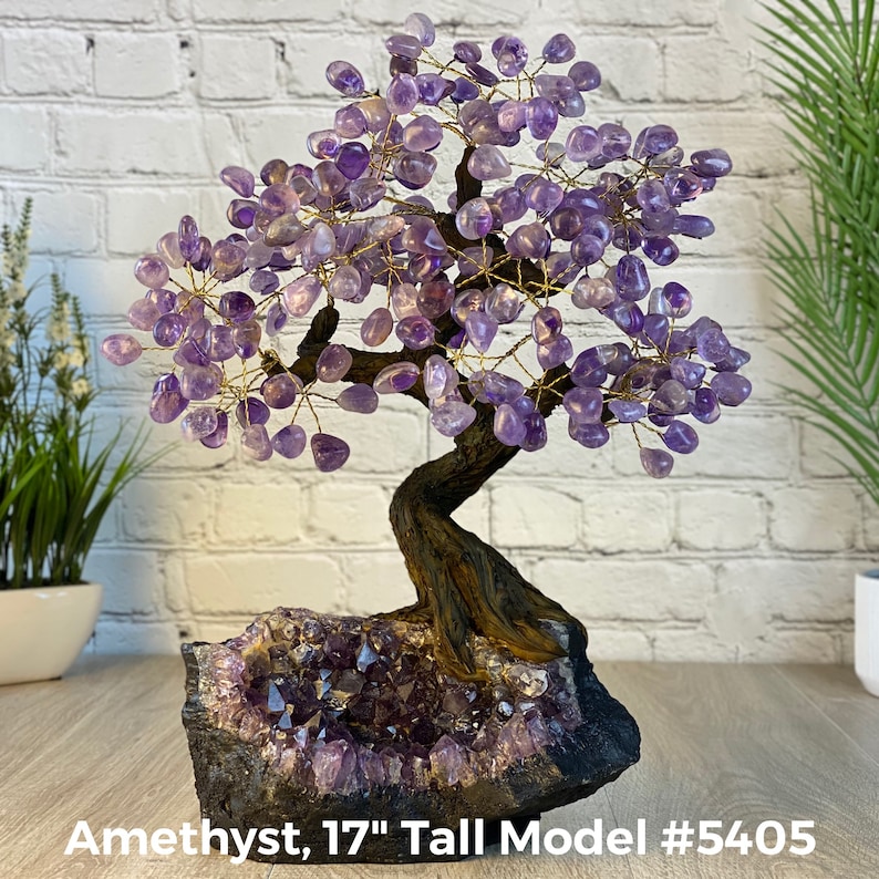 17 Tall Handmade Gemstone Tree W/ Crystal Cluster Base - Etsy