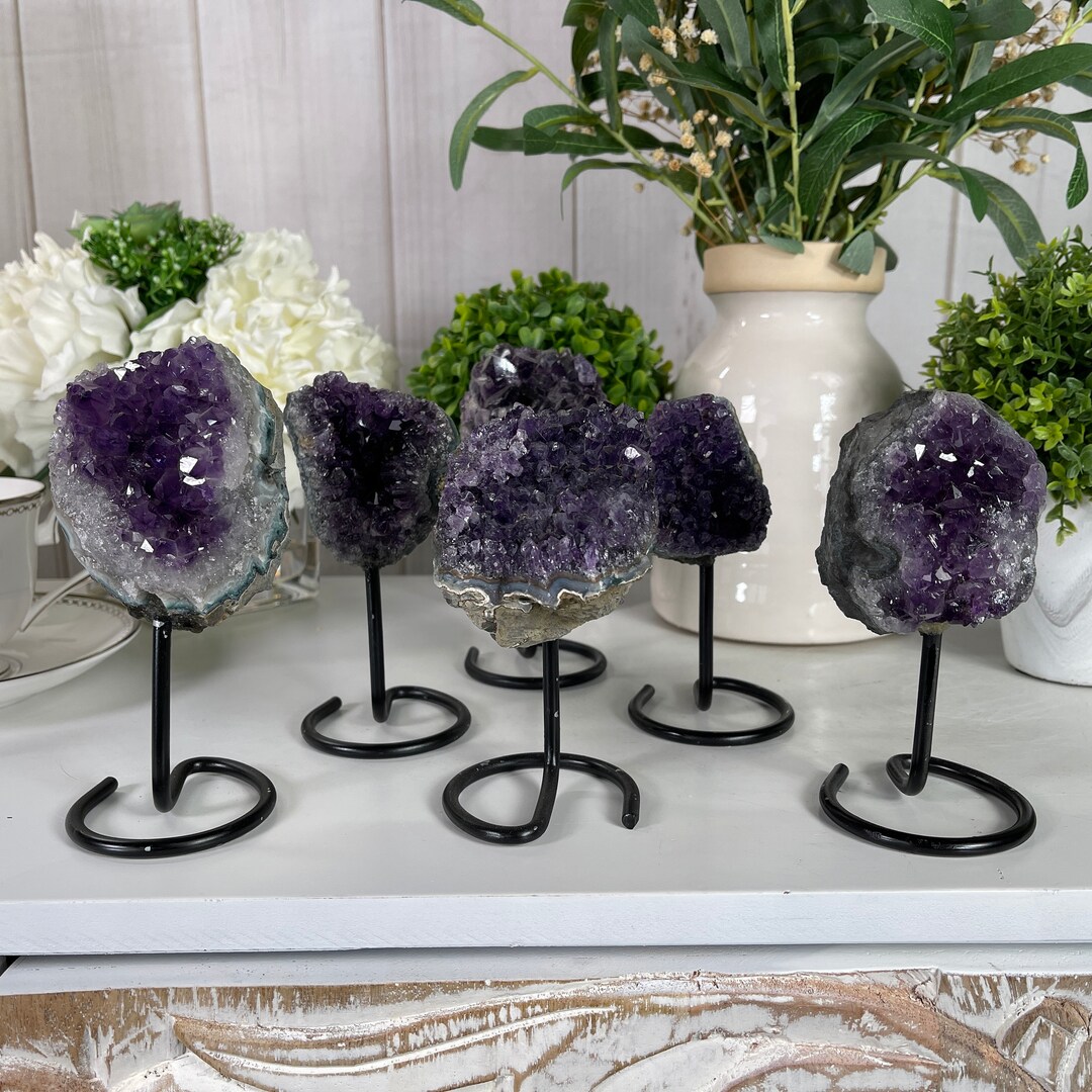 Small Amethyst Clusters on Metal Stands Model 5490 by Brazil Gems® - Etsy