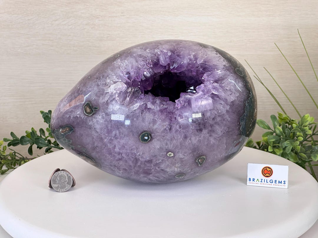 Polished Amethyst Geode Egg, 16 Lbs and 9.5” Long #3990AM-017 by Brazil ...
