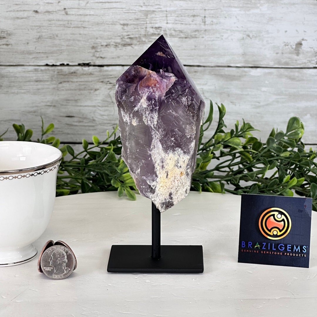 Amethyst Crystal Point on a Metal Stand, 6.4" Tall Model #3122AM-004 by ...