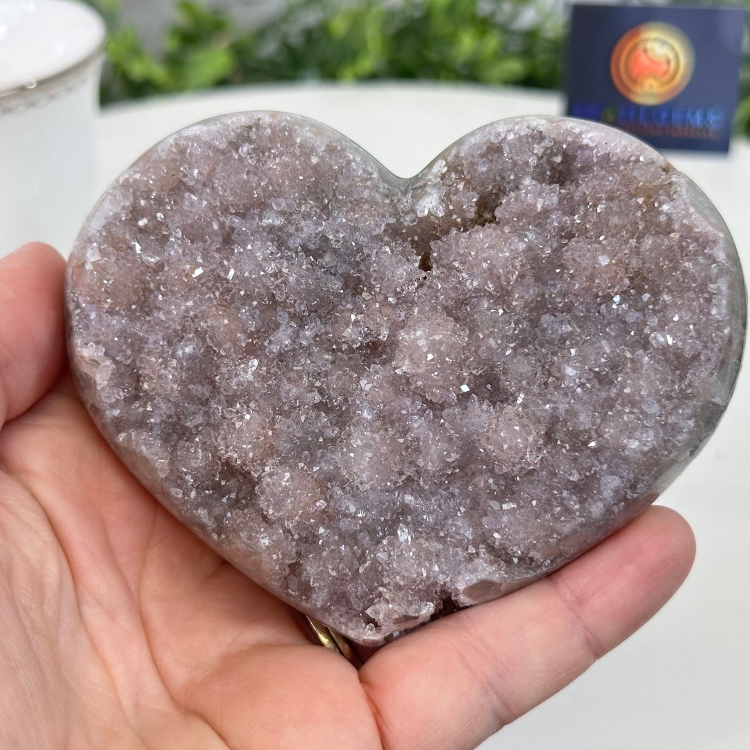Extra Quality Amethyst Heart Geode on an Acrylic Stand, 0.91 Lbs & 2.7 ...