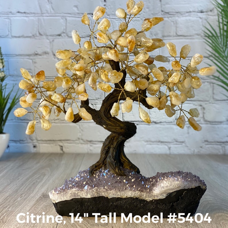 14 Tall Handmade Gemstone Tree W/ Crystal Cluster Base - Etsy