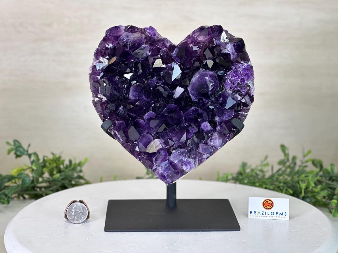 Extra Plus Quality Amethyst Heart Geode on Stand, 7.7 Lbs & 9 Tall 5463 ...