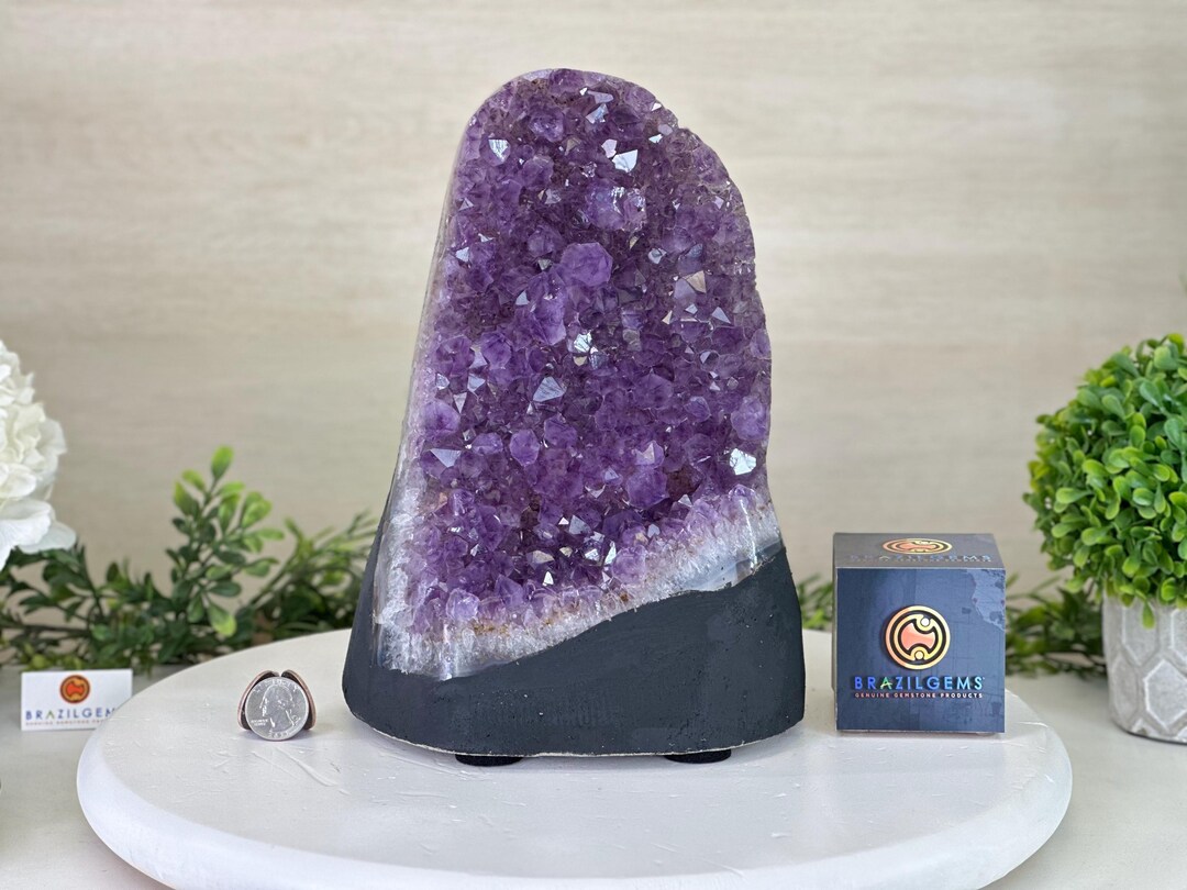 Extra Quality Amethyst Cluster, Cement Base, 12.9 Lbs & 10.1" Tall ...