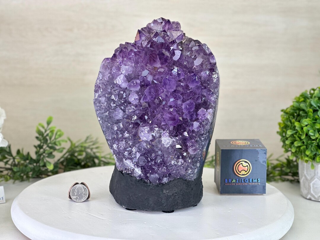Extra Quality Amethyst Cluster, Cement Base, 14 Lbs & 9.3" Tall #5614 ...
