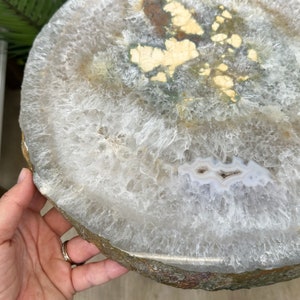 Natural Brazilian Agate Side Table on a Black Metal Base, 22" Tall ...