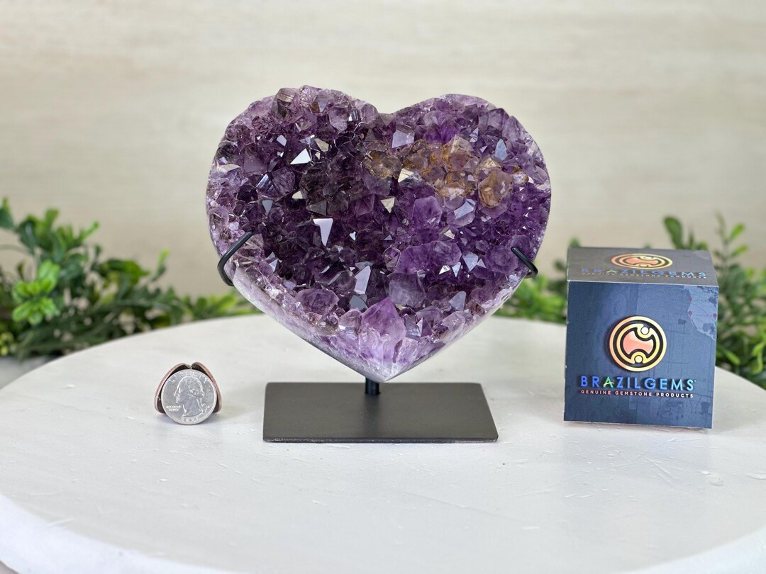 Amethyst Heart Geode on a Metal Stand, 2.9 Lbs & 5.8 Tall 5463-0316 by ...