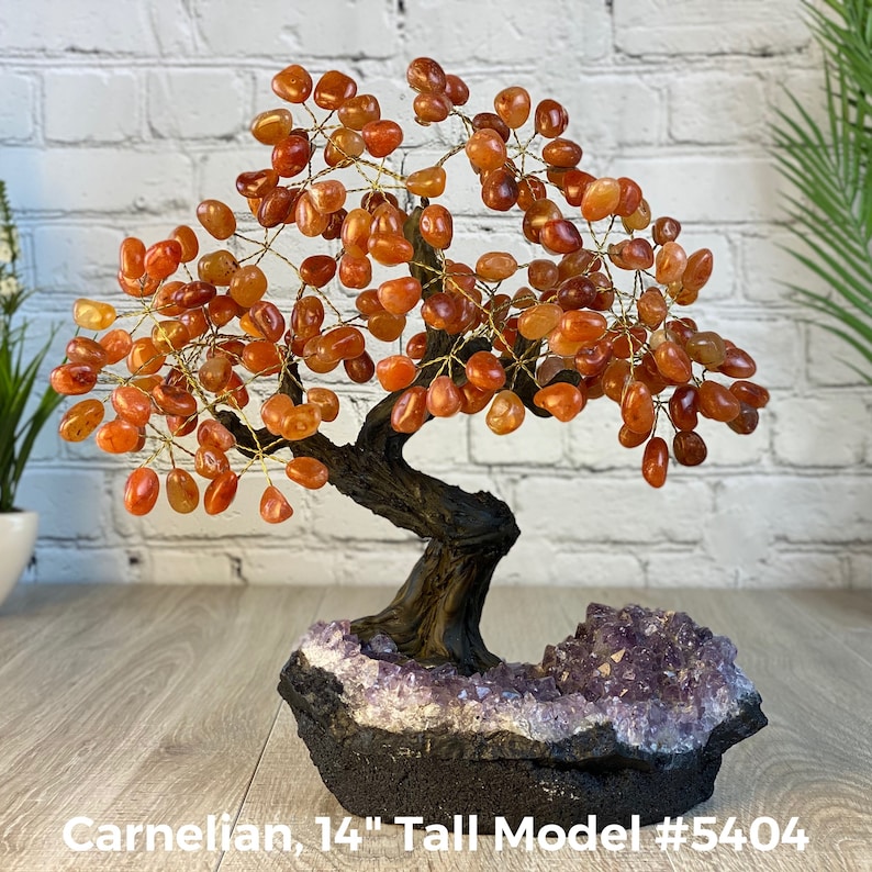 14 Tall Handmade Gemstone Tree W/ Crystal Cluster Base - Etsy